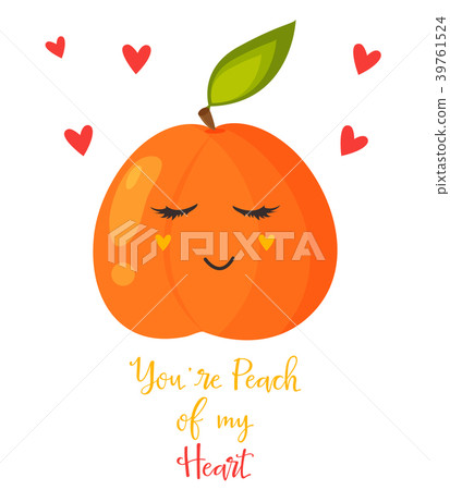 Bright poster with cute sweet peach - Stock Illustration [39761524] - PIXTA
