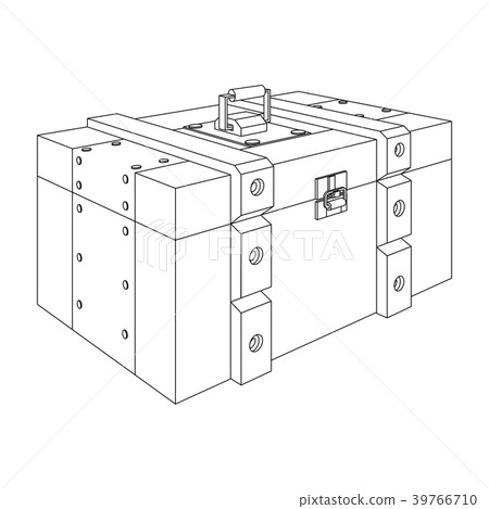 Army ammunition box. Military box. Outline drawing - Stock Illustration ...