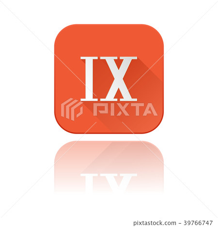 IX roman numeral. Orange square icon with - Stock Illustration ...
