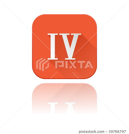 IV roman numeral. Orange square icon with - Stock Illustration ...