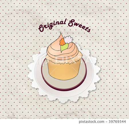 Cake. Cafe Menu Background. Bakery Dessert Label - Stock Illustration ...