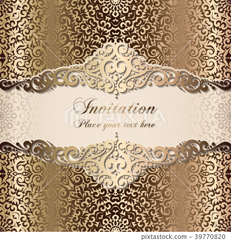 Gold Wedding Invitation card template design - Stock Illustration ...
