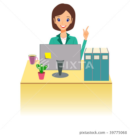 Business woman working in office. Character vector - Stock Illustration ...