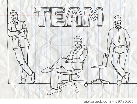 business team - continuous line drawing - Stock Illustration [39780105 ...