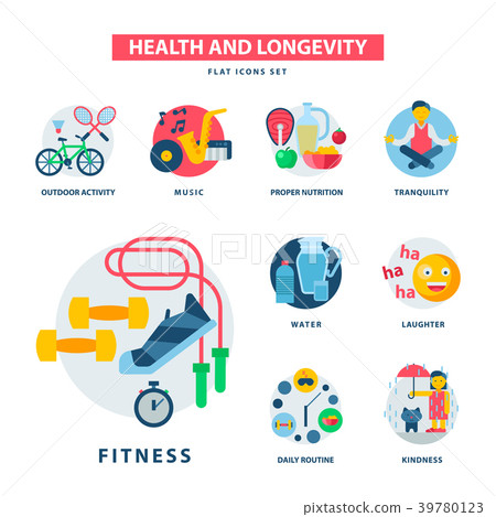 Health and longevity icons modern activity - Stock Illustration ...
