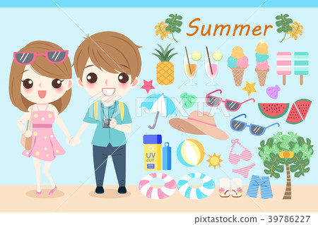 cartoon people in the summer - Stock Illustration [39786227] - PIXTA