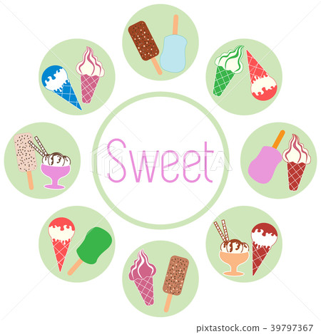 a colored scheme with various kinds of delicious - Stock Illustration ...