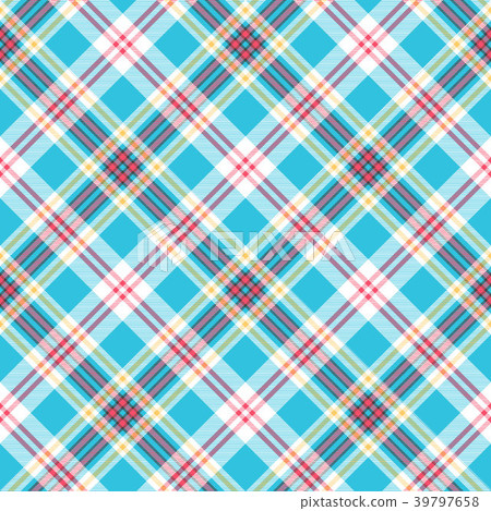 Turquoise plaid check fabric seamless pattern - Stock Illustration ...