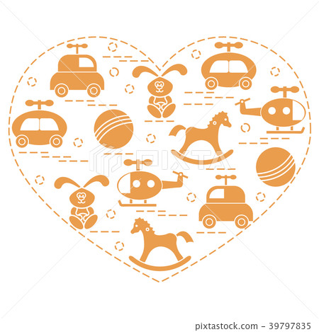 Cute vector illustration kids elements arranged in - Stock Illustration ...