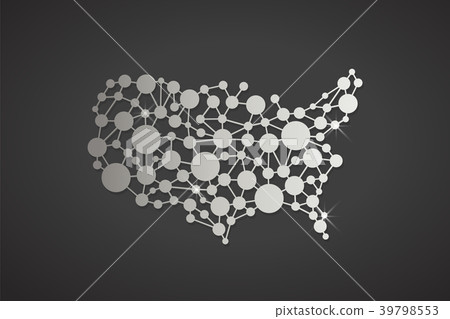 USA United States Platinum Network Map. Vector - Stock Illustration ...