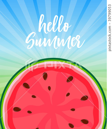 Hello Summer Background. Vector Illustration-插圖素材 [39799053] - PIXTA圖庫