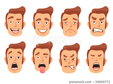 Men Facial Gestures Set - Stock Illustration [39809772] - PIXTA