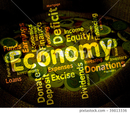 Economy Word Represents Economizing Text - Stock Illustration [39813336 ...