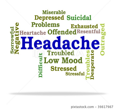 Headache Word Means Wordcloud Migraines - Stock Illustration [39817987 ...