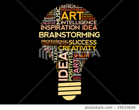 Brainstorming bulb word cloud - Stock Illustration [39820686] - PIXTA