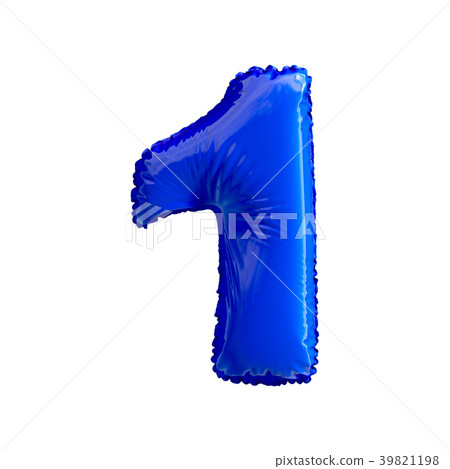 Number 1 one of blue balloons on a white - Stock Illustration [39821198 ...