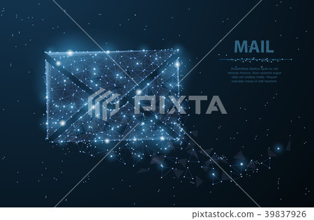 Message. Polygonal wireframe mesh with dots and - Stock Illustration ...