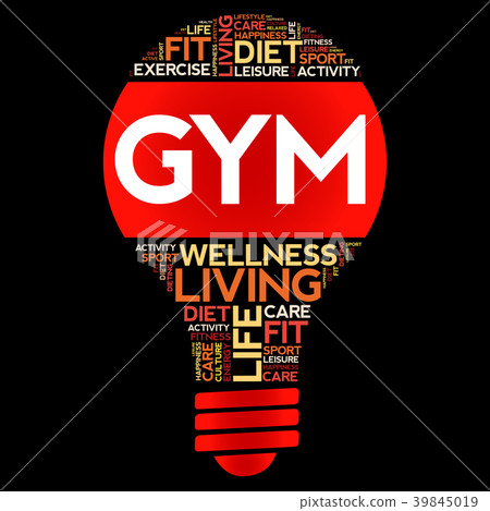 GYM word cloud bulb word cloud collage - Stock Illustration [39845019 ...