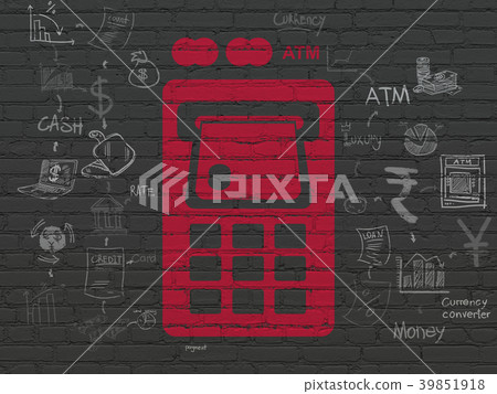 Money concept: ATM Machine on wall background - Stock Illustration ...