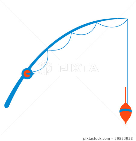 Stylized icon of a colored fishing rod with a - Stock Illustration ...