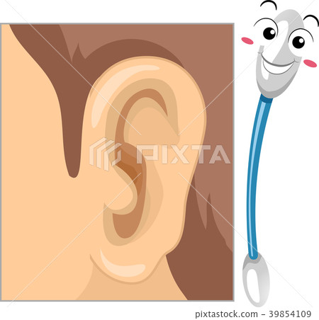 Mascot Cotton Buds Ear Hygiene Illustration - Stock Illustration ...