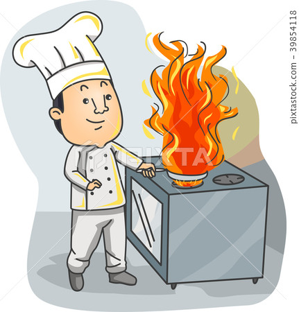 Man Chef Fire Fry Illustration - Stock Illustration [39854118] - PIXTA