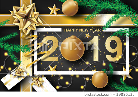 merry christmas and happy new year 201 - Stock Illustration [39856133 ...