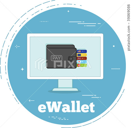 eWallet concept in line art style - Stock Illustration [39869086] - PIXTA