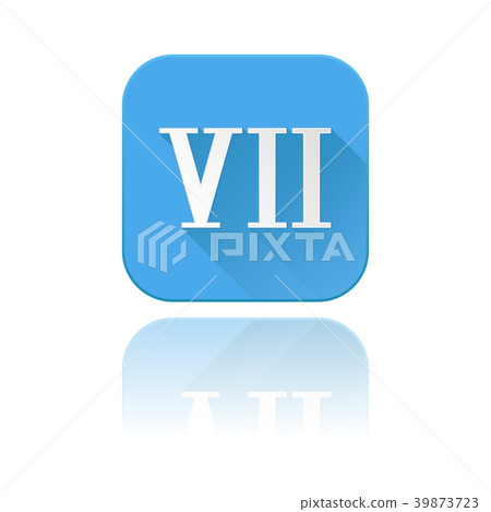 Blue icon with VII roman numeral. With reflection - Stock Illustration ...