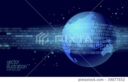 Planet Earth global data exchange binary code - Stock Illustration ...