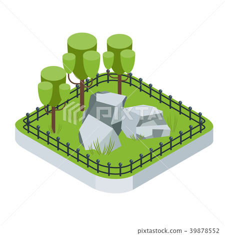 isometric garden with tree - Stock Illustration [39878552] - PIXTA