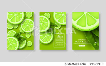 Sliced lime poster set. - Stock Illustration [39879910] - PIXTA