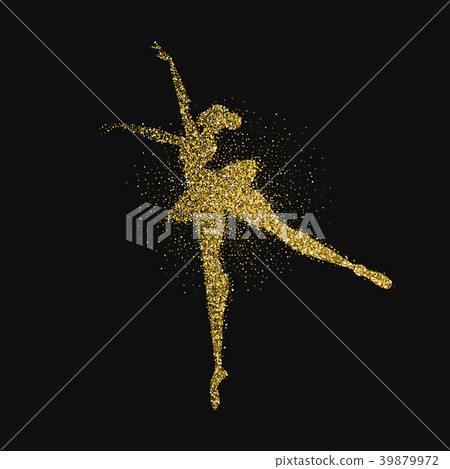Ballet dancer girl gold glitter splash background - Stock Illustration ...