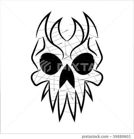 Vector black and white illustration of human skull - Stock Illustration ...