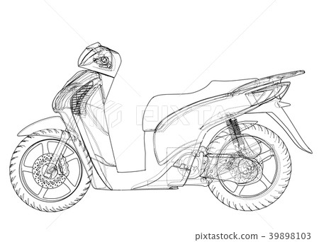 Scooter outline concept. Vector - Stock Illustration [39898103] - PIXTA