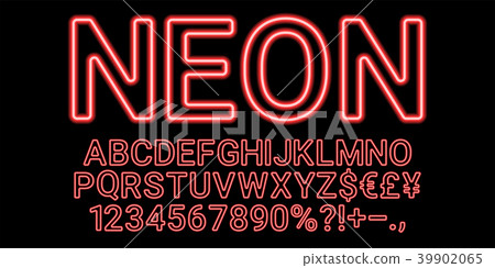Neon font in red color - Stock Illustration [39902065] - PIXTA