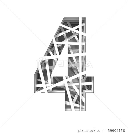 Paper cut out font number FOUR 4 3D - Stock Illustration [39904158] - PIXTA