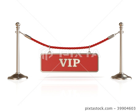 Velvet rope barrier, with VIP sign. 3D - Stock Illustration [39904603 ...