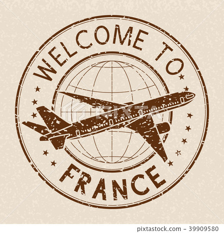 Welcome to France travel stamp, on beige - Stock Illustration [39909580 ...