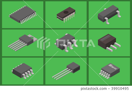 Microchip computer vector isometric chip - Stock Illustration [39910495 ...