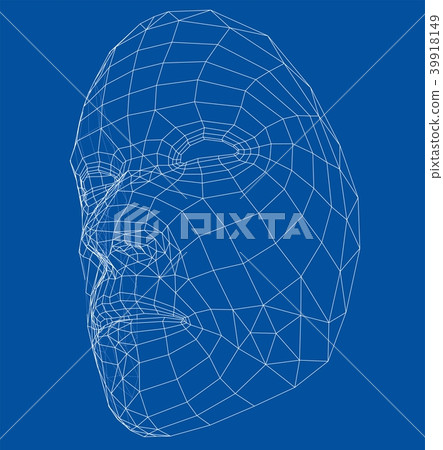 Wire-frame abstract human face - Stock Illustration [39918149] - PIXTA