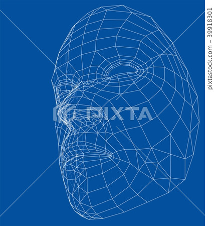 Wire-frame abstract human face - Stock Illustration [39918301] - PIXTA