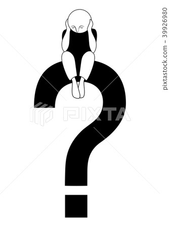 Young Man Sitting On Question Mark. - Stock Illustration [39926980] - PIXTA