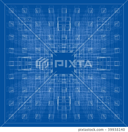 Abstract boxes outlined vector rendering of 3d - Stock Illustration [39938140] - PIXTA