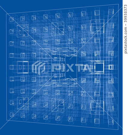 Abstract boxes outlined vector rendering of 3d - Stock Illustration [39938373] - PIXTA