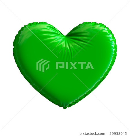 Green heart made of inflatable balloon isolated... - Stock Illustration ...