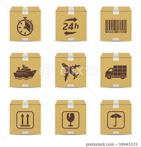 Cardboard box with logistic signs - Stock Illustration [39943315] - PIXTA