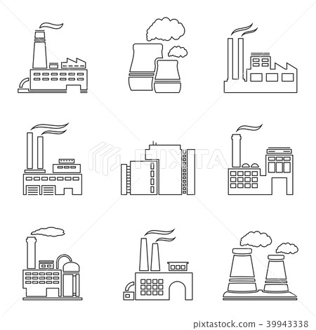 Factory thin line icons - Stock Illustration [39943338] - PIXTA
