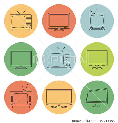 TV icons, thin line style, flat design - Stock Illustration [39943390 ...