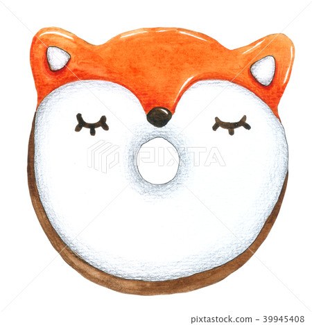 Watercolor Fox Donuts on white background-插圖素材 [39945408] - PIXTA圖庫